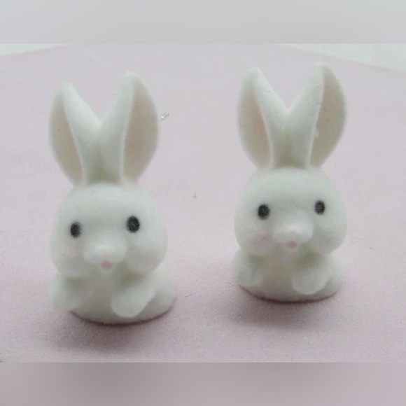 Accessories | Fuzzy Bunny White Cutesy Kawaii Furry Fluffy Flocked ...
